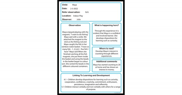 Observation Blue - Anecdotal Observation Record - Aussie Childcare Network