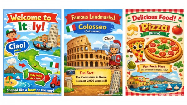 Italy for Kids Posters - Aussie Childcare Network