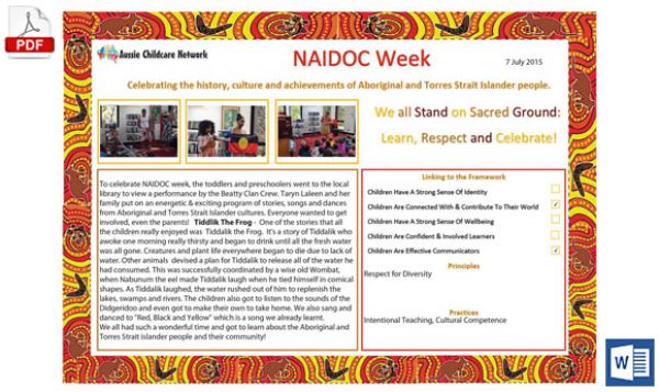 NAIDOC Week Learning Story Template - Aussie Childcare Network NAIDOC Week Learning Story Template - Aussie Childcare Network