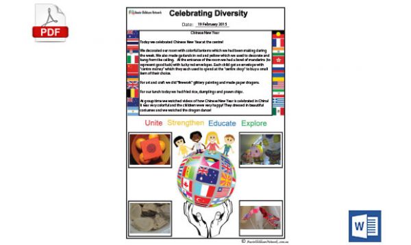 Celebrating Diversity Child Portfolio Template - Aussie Childcare Network