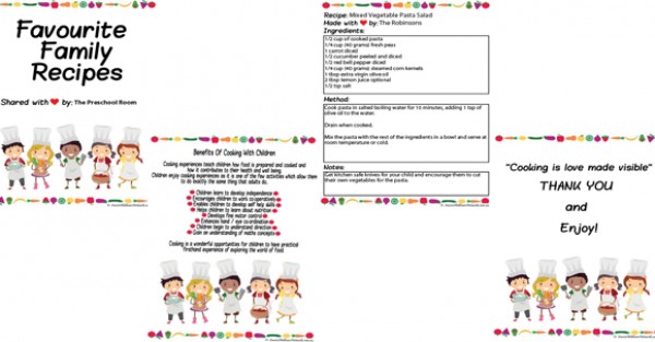 Family Recipes Template - Aussie Childcare Network