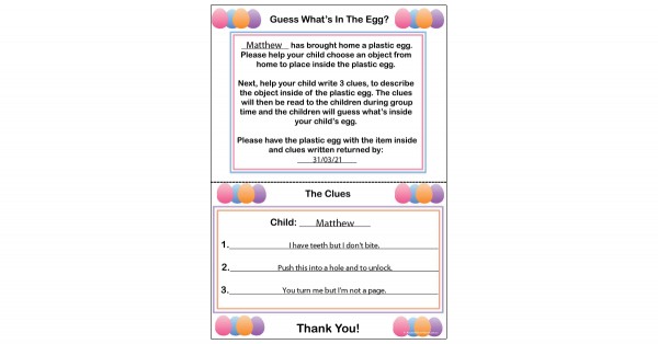 What's Inside My Egg - Free Family Activity Template - Aussie Childcare ...