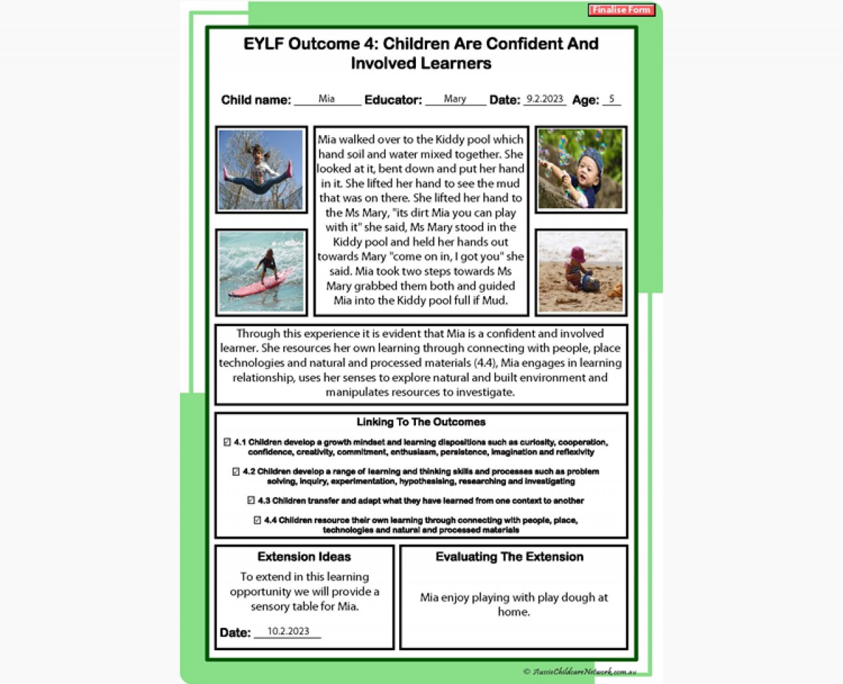EYLF Outcome 4 Observation Version 2 0 Aussie Childcare Network EYLF Outcome 4 Observation Version 2 0 Aussie Childcare Network